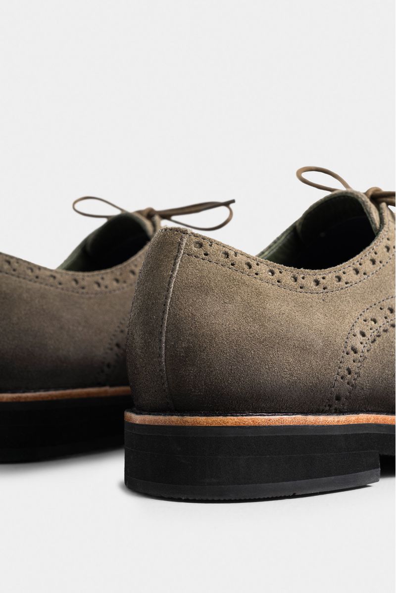 Alessio Leather Suede Lace-Up Shoes with Scribe Effect for Alessio Leather Suede Lace-Up Shoes with Scribe Effect for